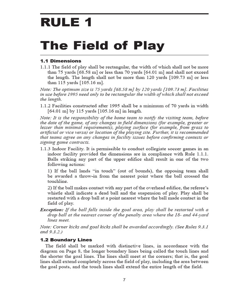 Soccer Field Dimensions and Rules | PDF | Sports Rules And Regulations ...