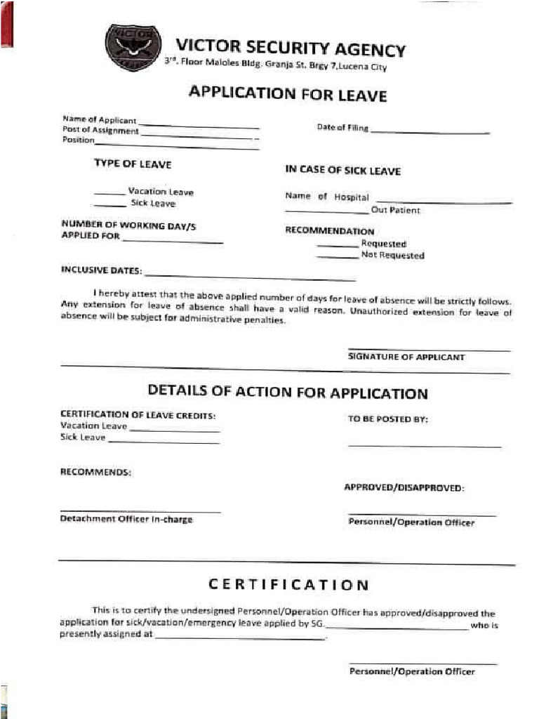 Vsa - Leave Form | PDF