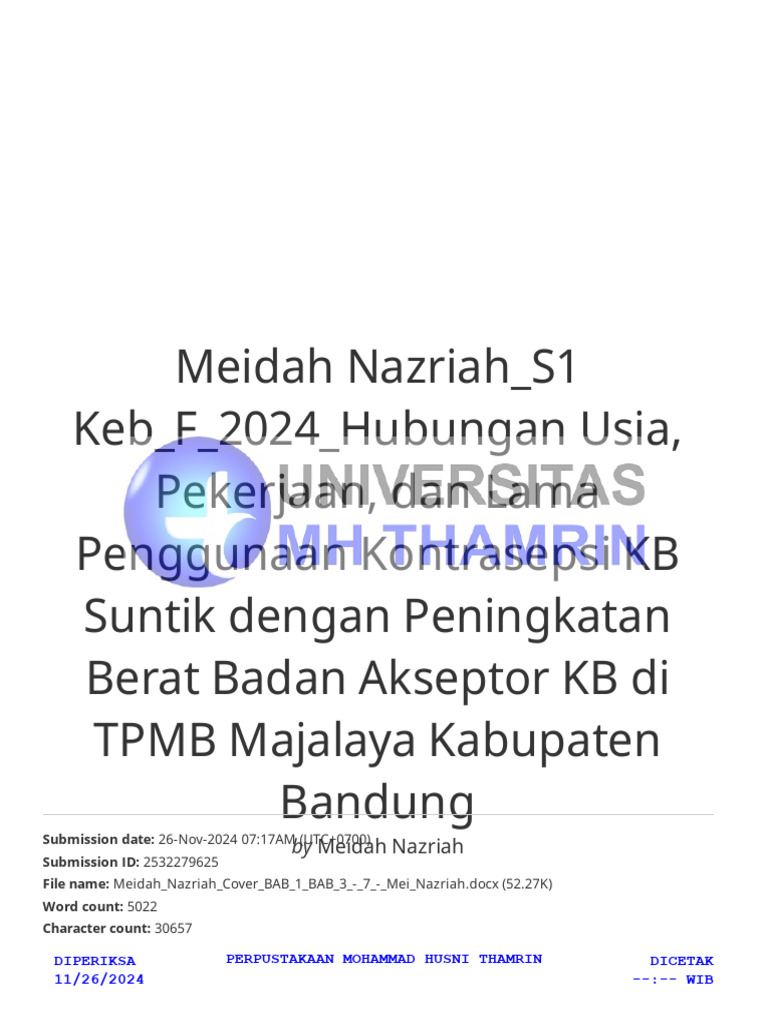 27% Meidah Nazriah_S1 Keb_F_2024_Hubungan Usia, Pekerjaan, Dan Lama Penggunaan Kontrasepsi KB ...