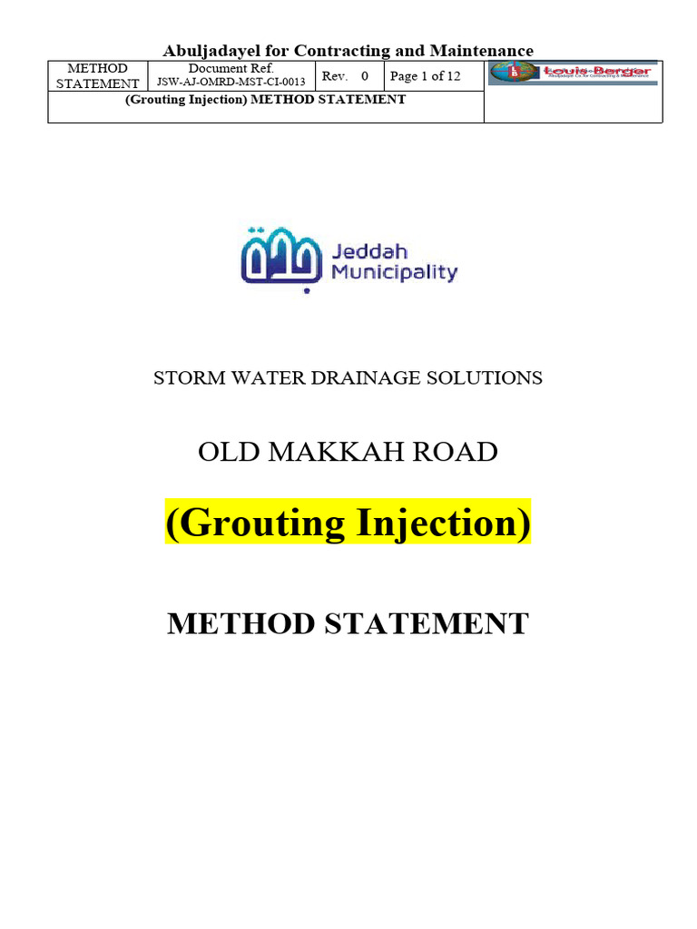 Method Statement For Grouting Injection | PDF | Risk | Personal Protective Equipment