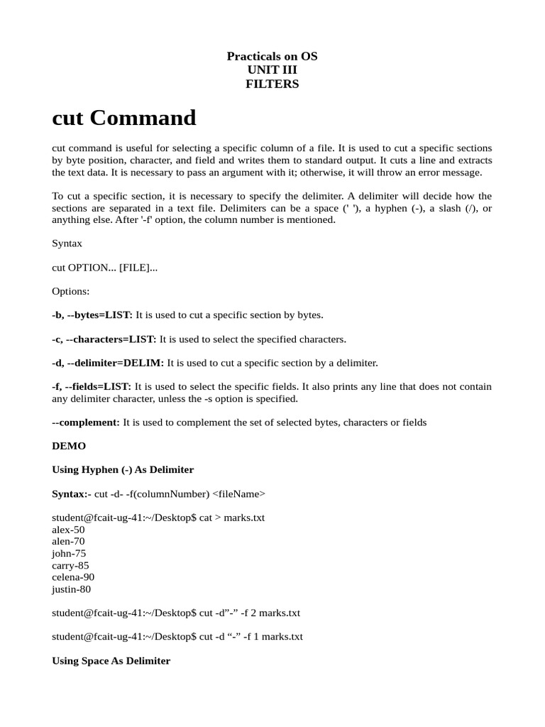 Essential Linux Cut, Paste, Join Commands | PDF | Computing | Software
