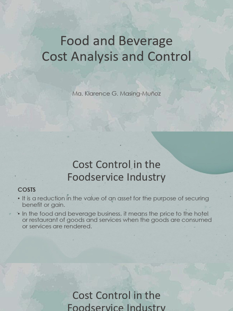 1 Food and Beverage Cost Analysis and Control | PDF | Revenue | Income ...
