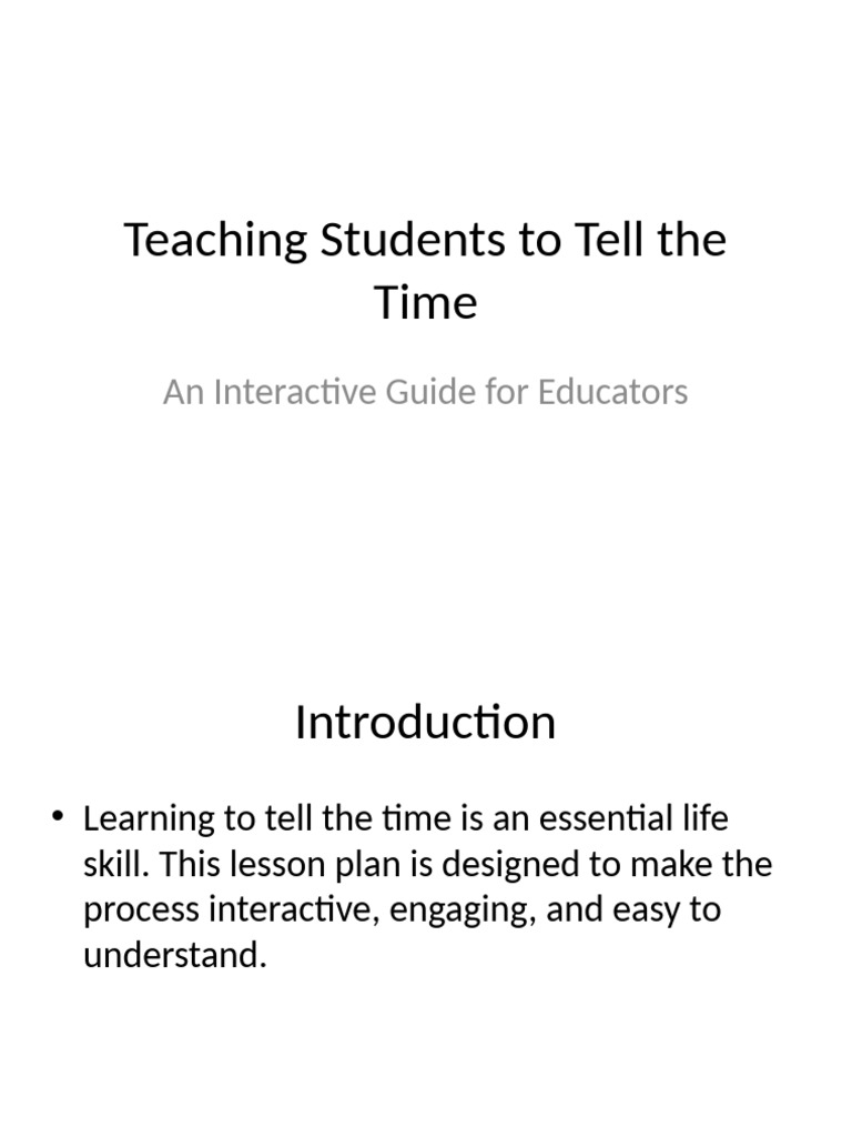 Interactive Time-Telling Guide for Students | PDF