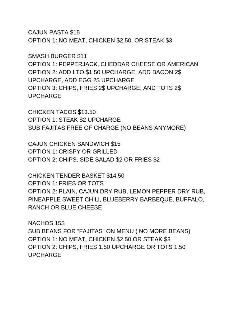 Rick's Athens Menu Highlights | PDF
