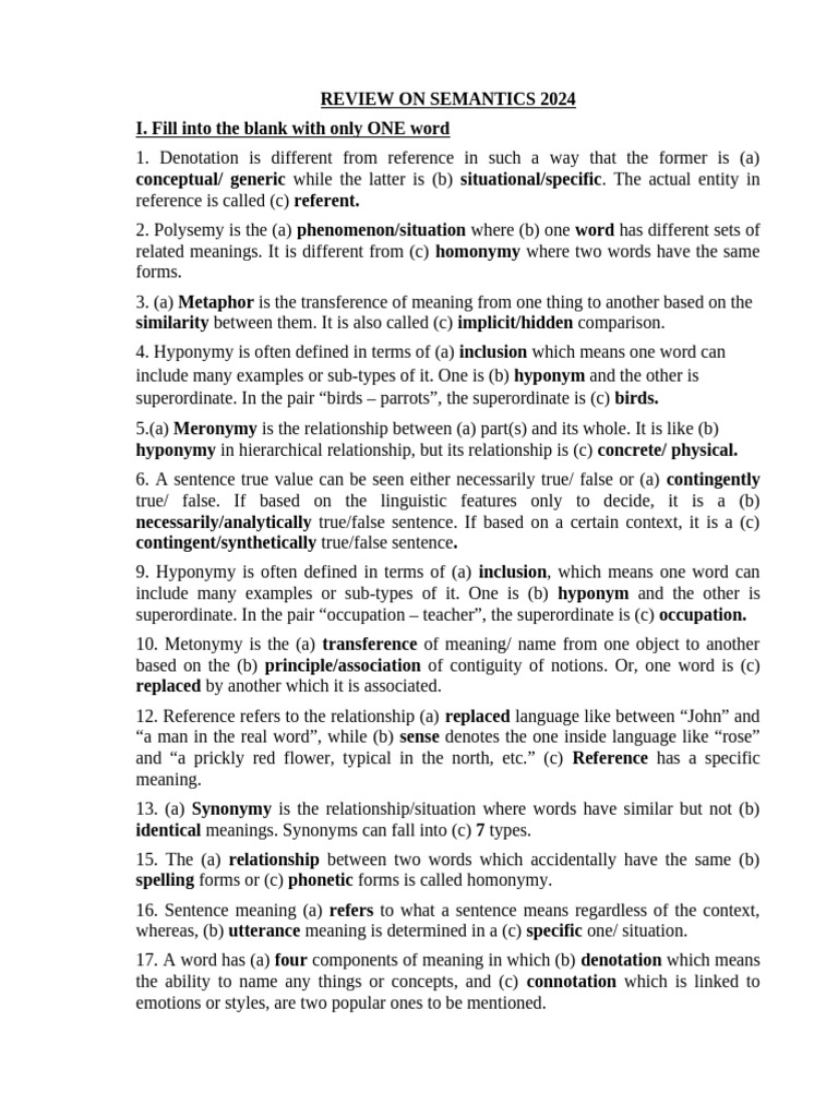 Review Semantics 2024 (1) | PDF | Semantics | Cognitive Science