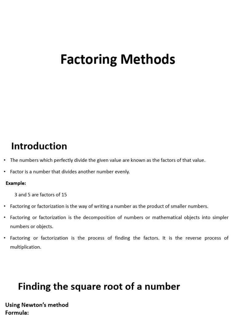 Factoring Methods | PDF | Factorization | Numbers
