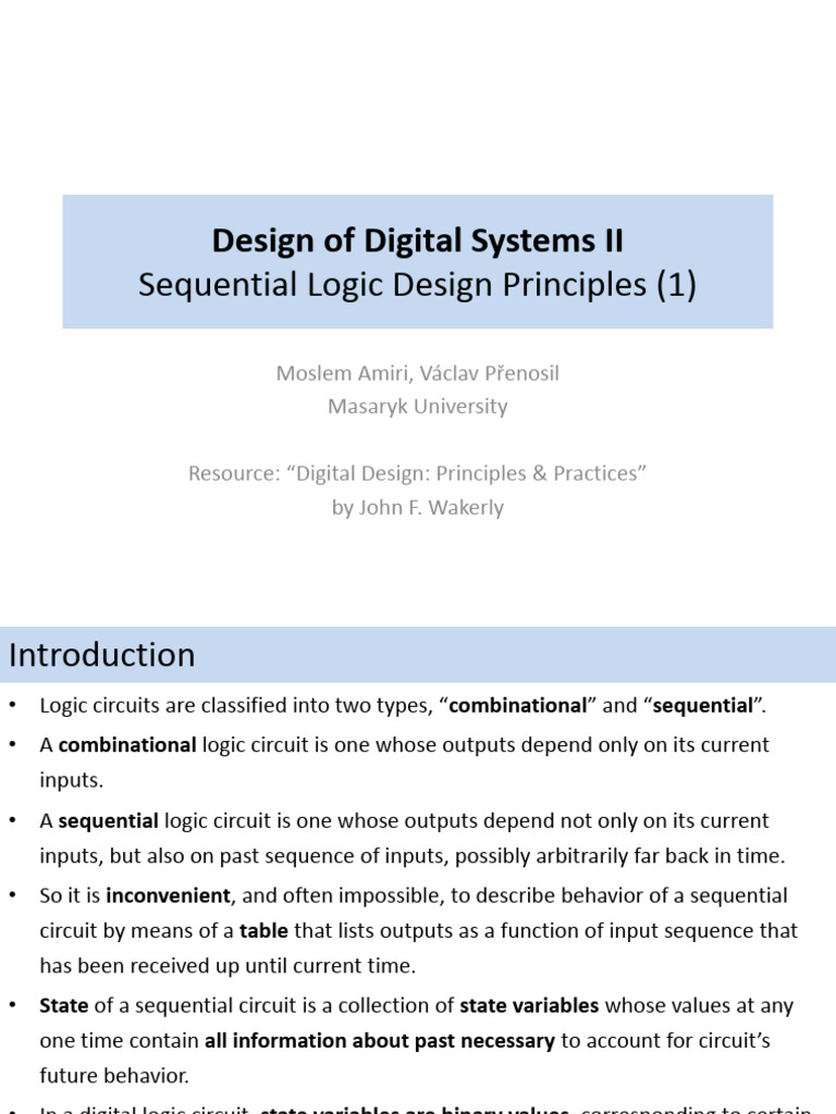 Design of Digital Systems - Sequential Logic Design | PDF | Electronic Circuits | Digital Technology