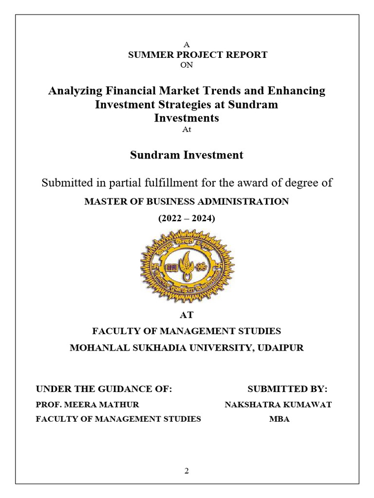 Nakshatra Kumawat summer report (1) (1) | PDF | Financial Markets | Stocks