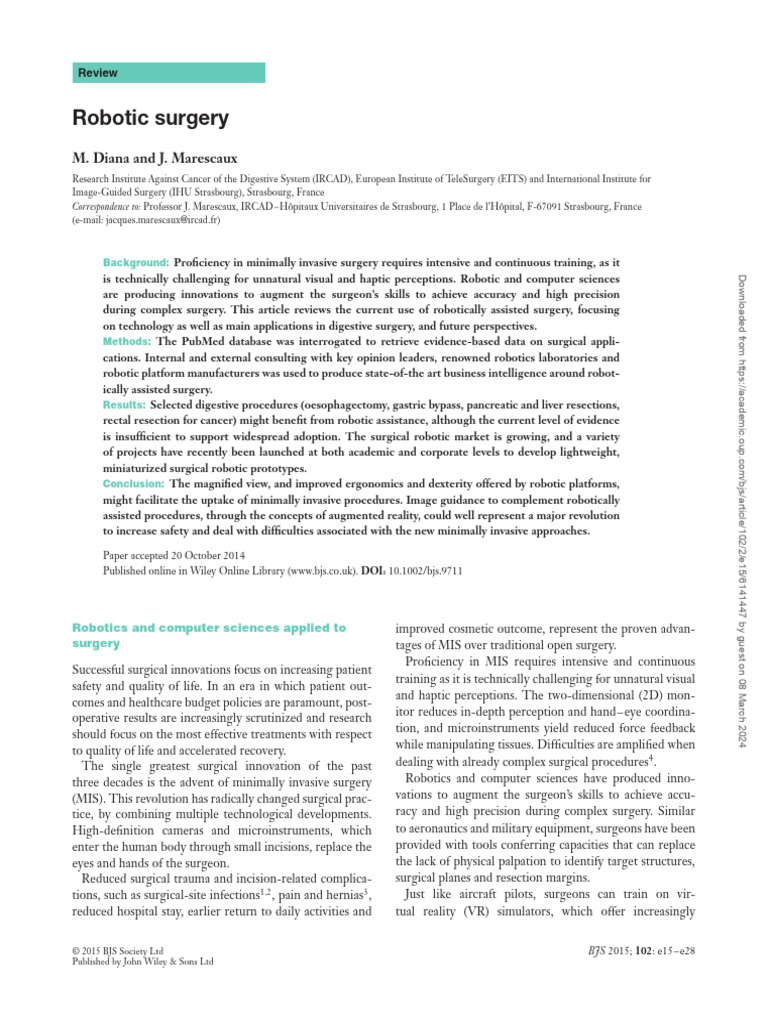 Robotic surgery review | PDF | Surgery