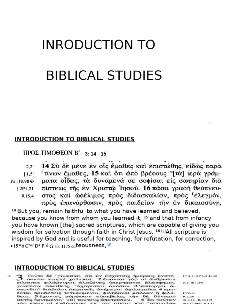 01 Intro-Biblical Studies | PDF