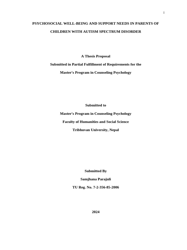 Psychosocial Well-Being & Support Needs For Parents of CWA | PDF ...