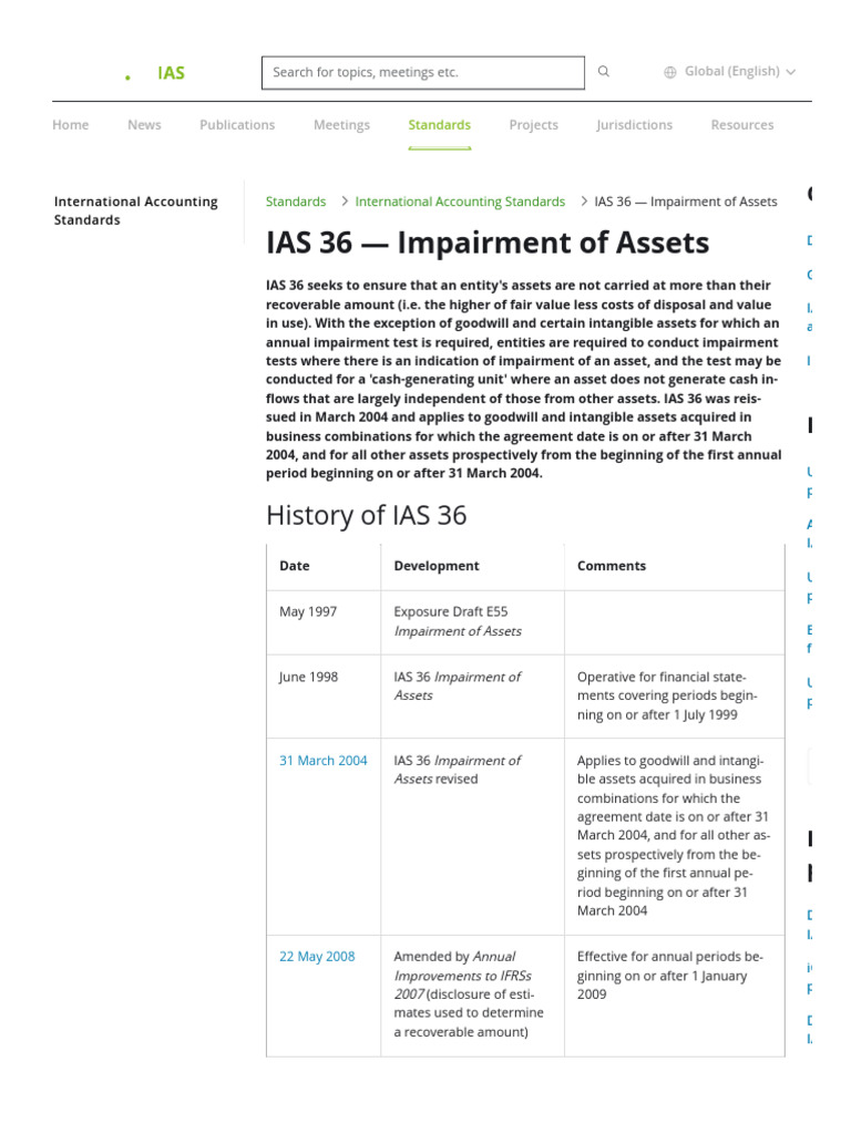 IAS 36 - Impairment of Assets | PDF | Fair Value | Depreciation