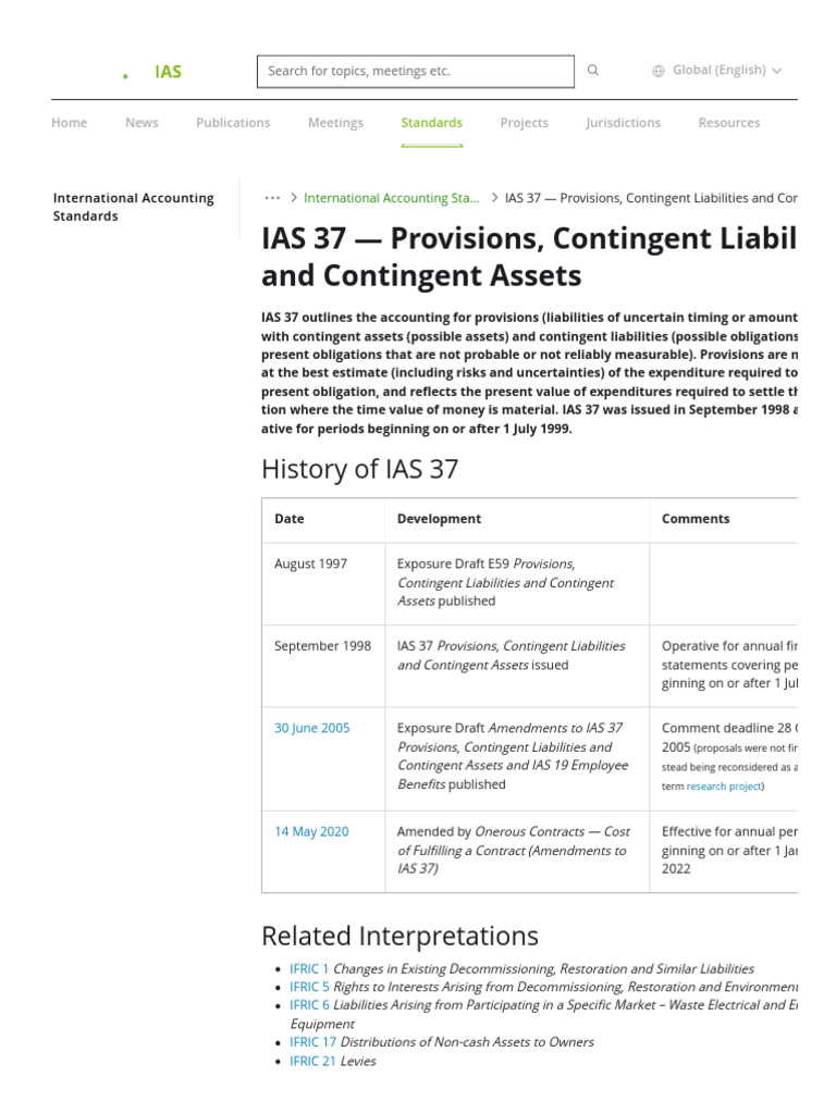 IAS 37: Provisions & Liabilities Guide | PDF | International Financial ...