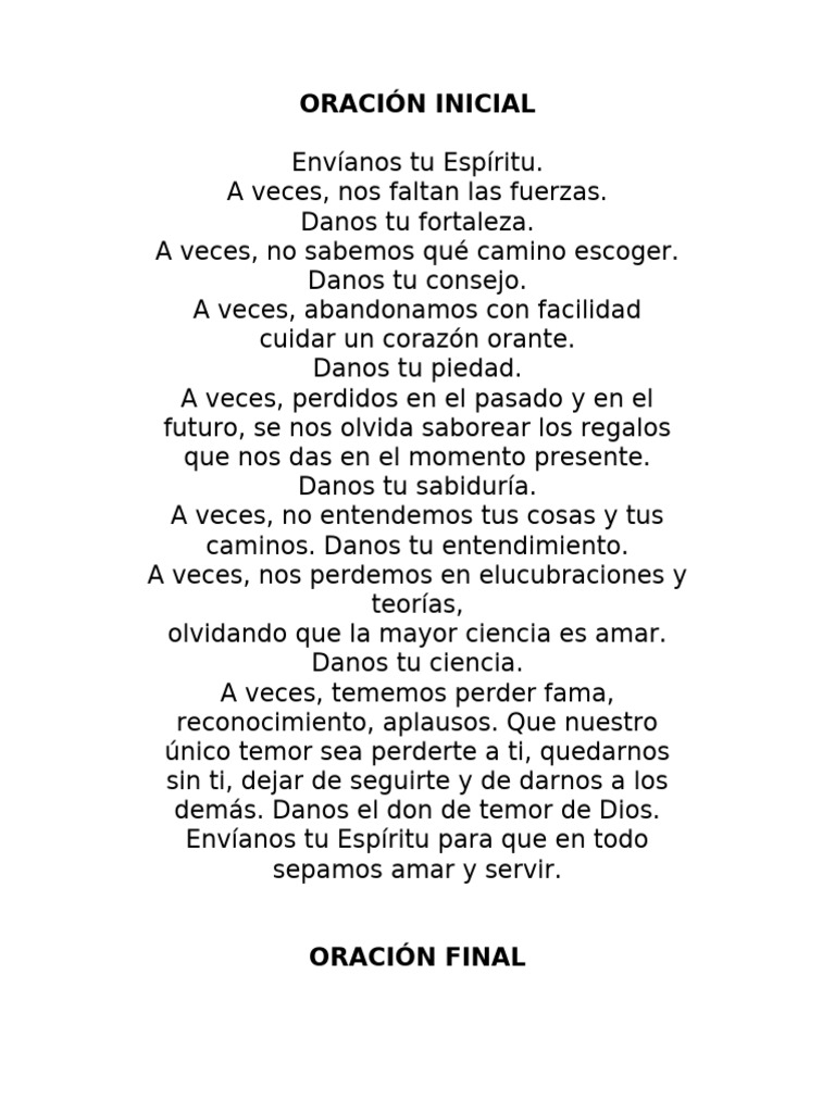Oración Inicial y Final | PDF