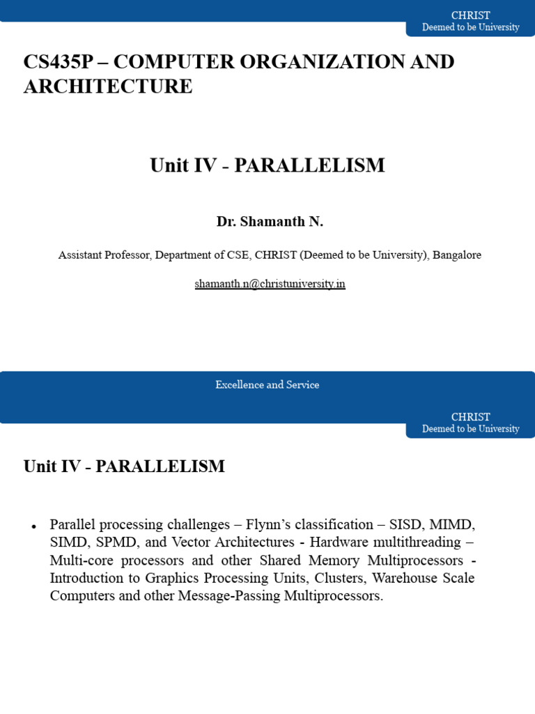 Unit IV Parallelism | PDF | Central Processing Unit | Parallel Computing