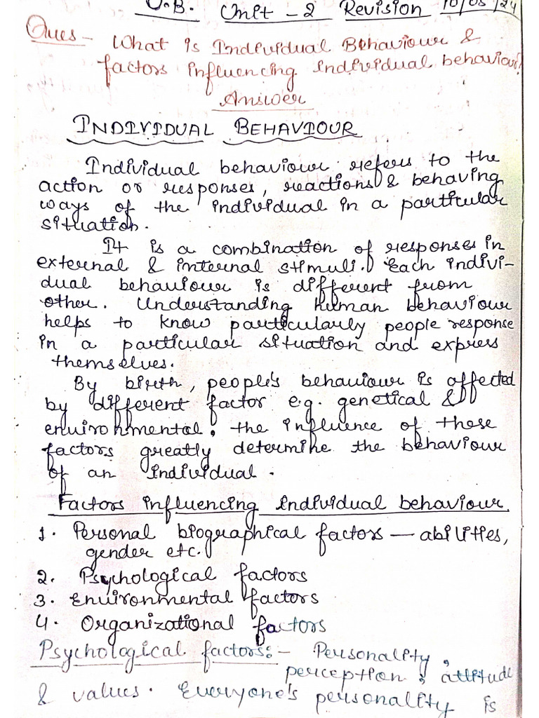 Organizational behaviour notes | PDF