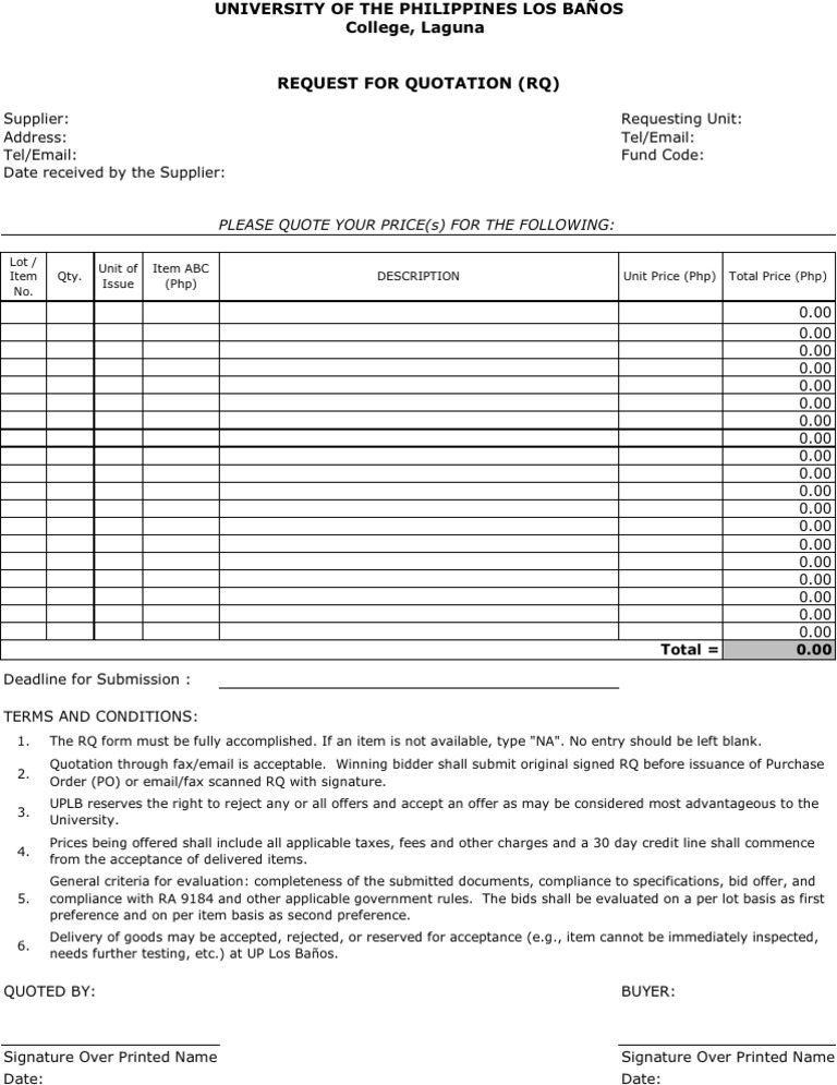 Request For Quotation Revised | PDF | Business