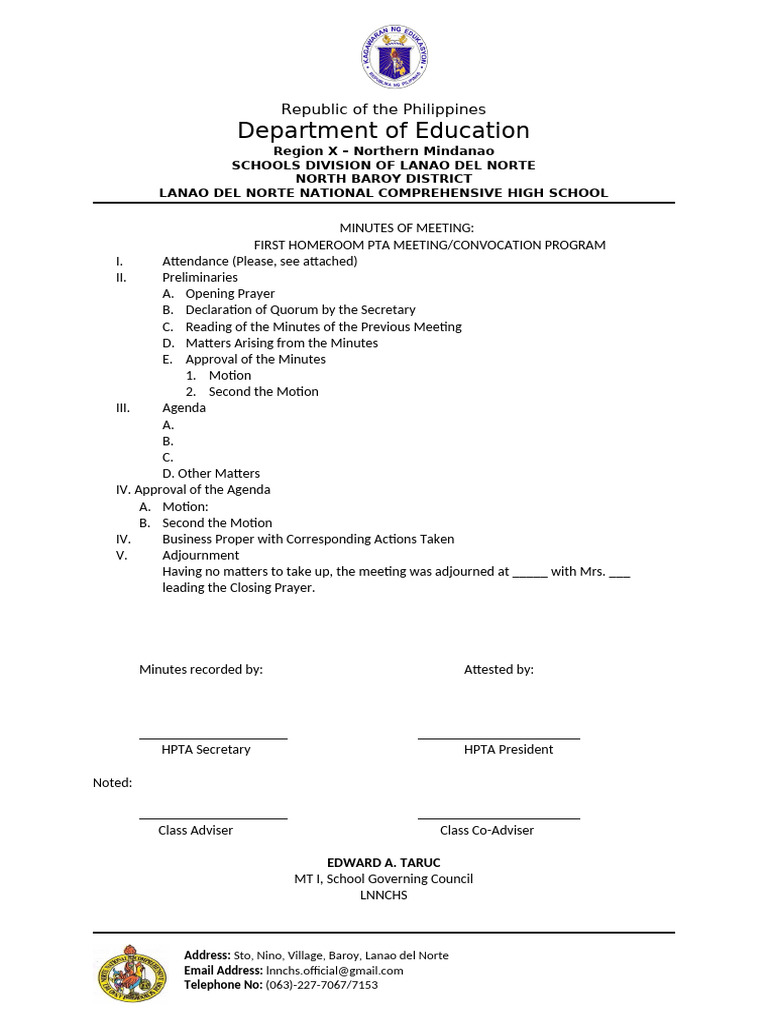 Lnnchs First Convocation Narrative Report Format | PDF | Government