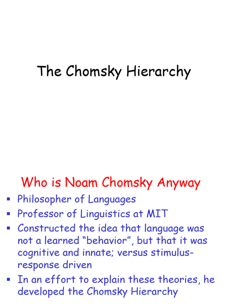 PPT6 Chomsky Hierarchy PS | PDF | Automata Theory | Theoretical Computer Science