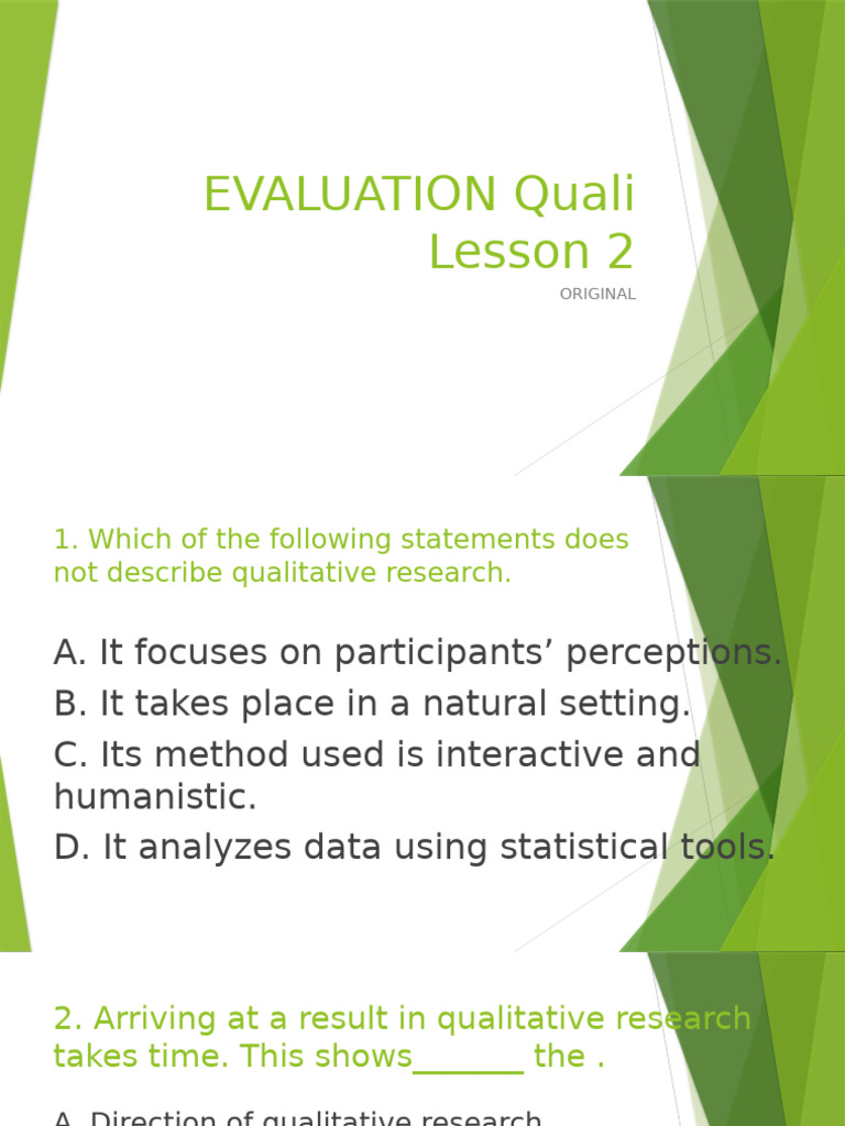 EVALUATION Quali Lesson 2 | PDF | Qualitative Research | Psychology