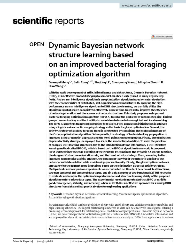 DBN Structure learning Based on IBFO | PDF | Bayesian Network | Mathematical Optimization