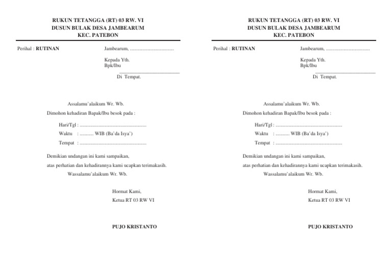 Undangan RT 03 RW VI | PDF
