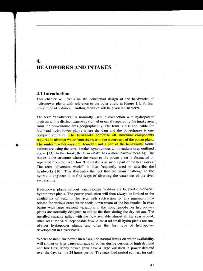 Headworks and Intakes in Hydropower | PDF | Flood | Spillway