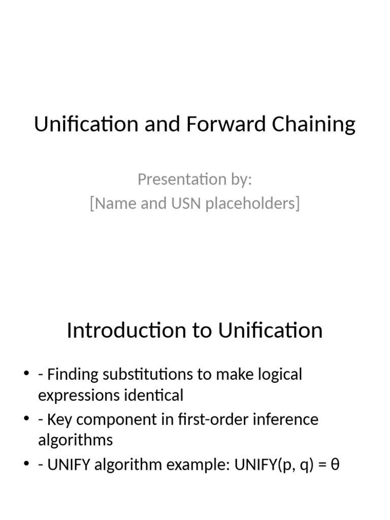 Unification Forward Chaining Presentation | PDF