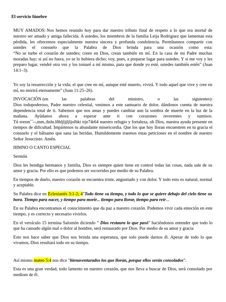 El Servicio Fúnebre | PDF | Dios