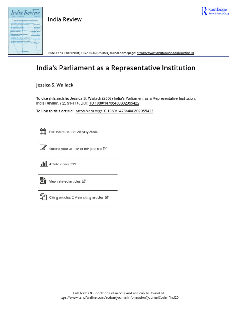 India S Parliament As A Representative Institution | PDF | Bill (Law ...