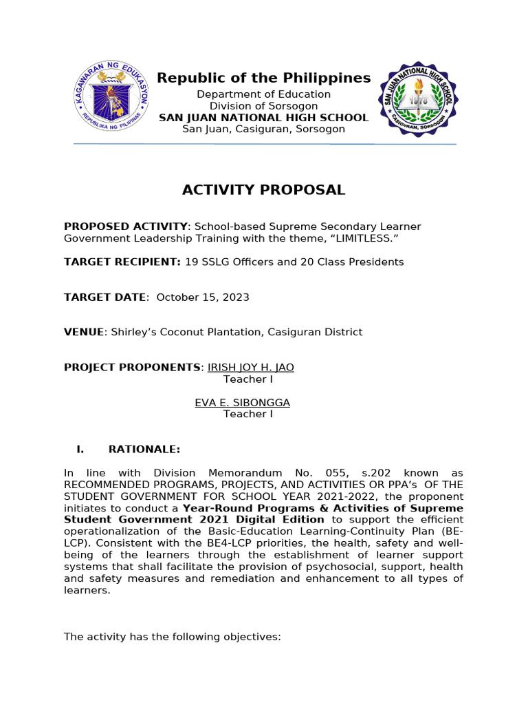 SSLG LEADERSHIP TRAINING (Repaired) | PDF