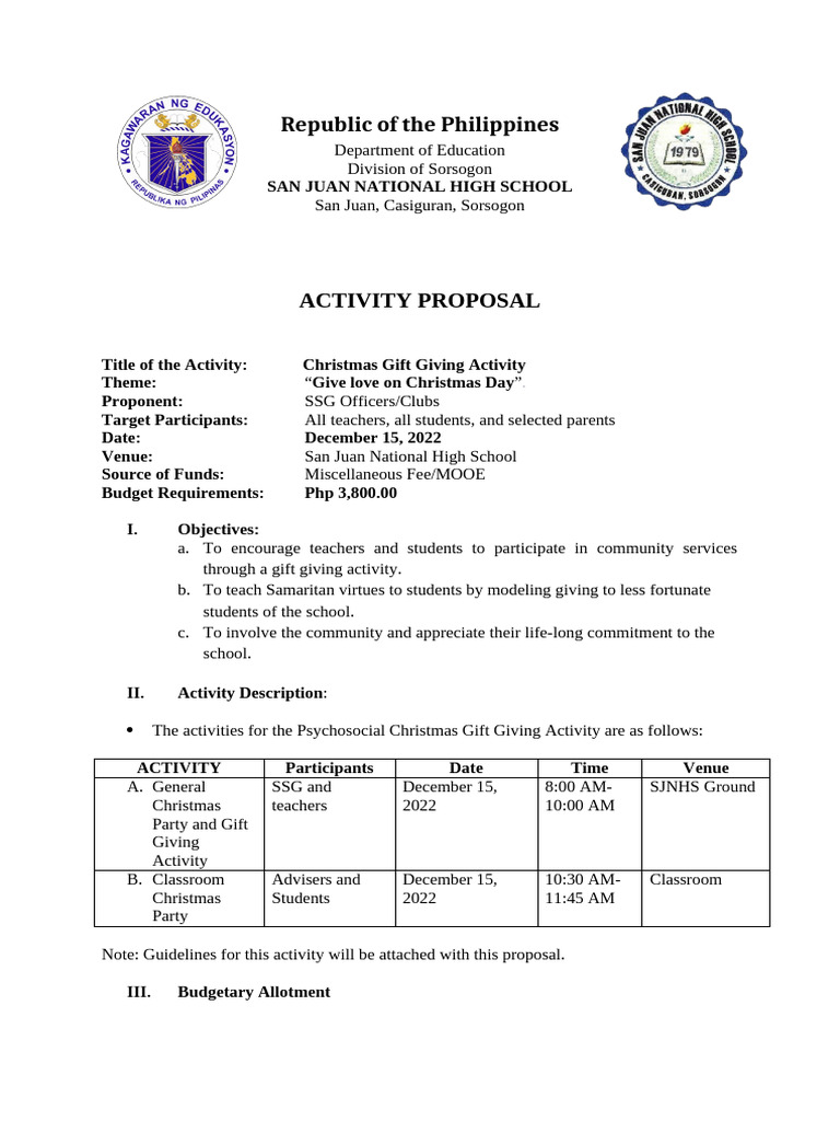 CHRISTMAS SSG Proposal | PDF | Defamation