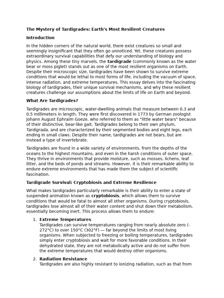 The Mystery of Tardigrades | PDF | Life | Extraterrestrial Life