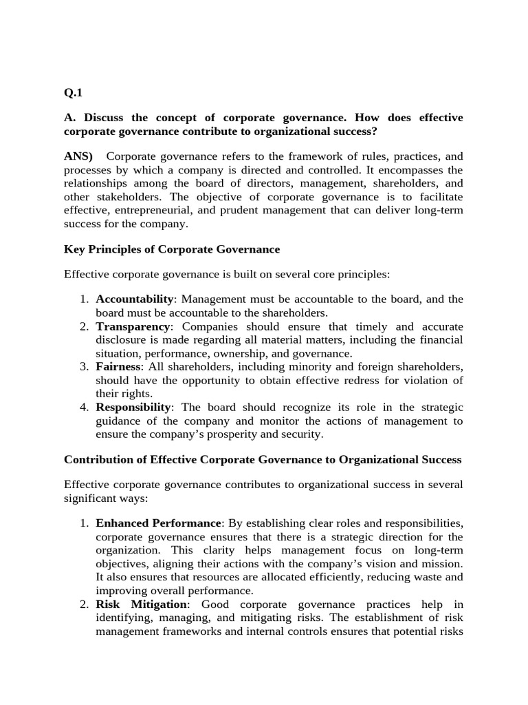 Assignment 1 | PDF | Corporate Governance | Governance