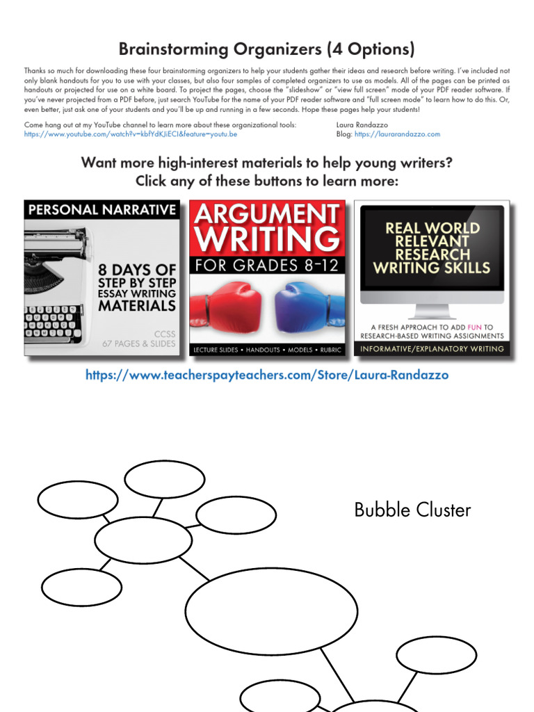 Brainstorming Organizers (4 Options) | PDF