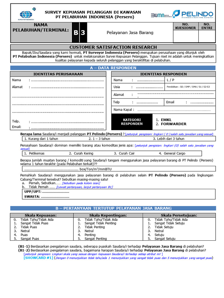 Kuesioner b3 Emkl-Forwarder | PDF