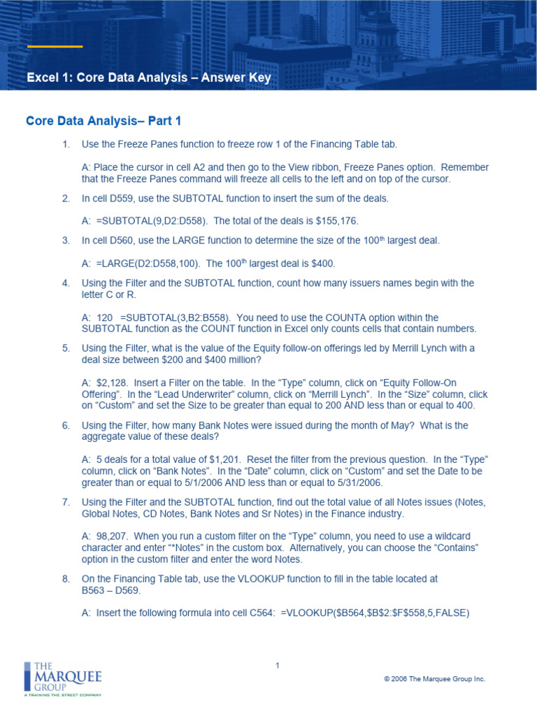 6. Marquee - Excel 1 Assignment Solutions | PDF | Computing