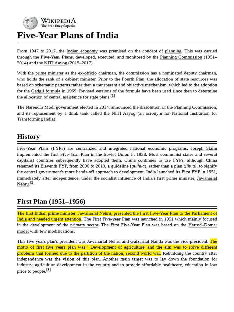 Five-Year Plans of India | PDF | Economies