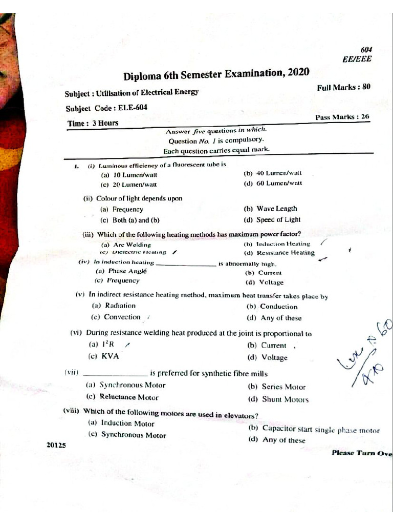 Diploma 6th Semester Question Paper 2020 | PDF