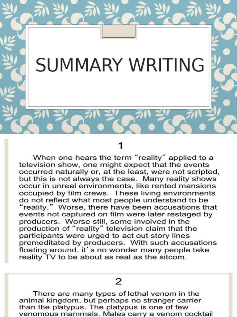 Summary Writing | PDF