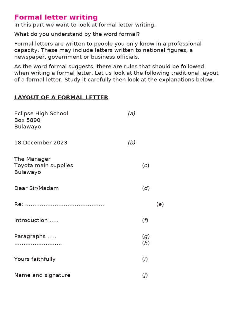 Formal letter writing 15 December 2023 | PDF