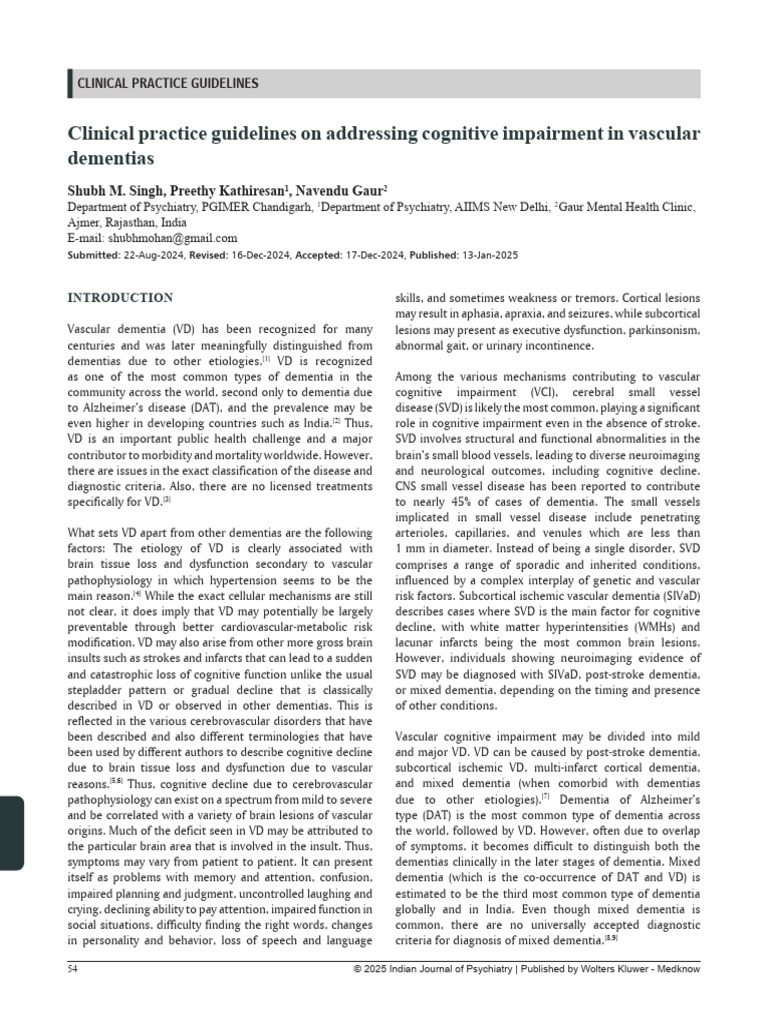 Clinical Practice Guidelines On Addressing.10 | PDF | Dementia | Stroke