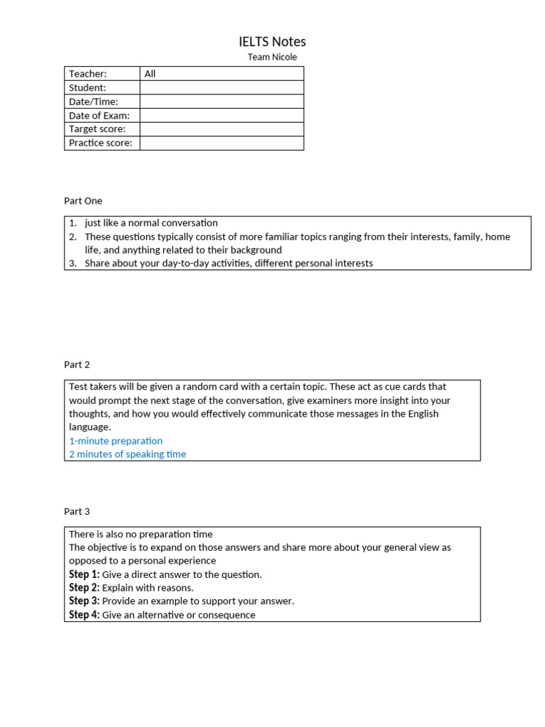 IELTS Notes Final | PDF