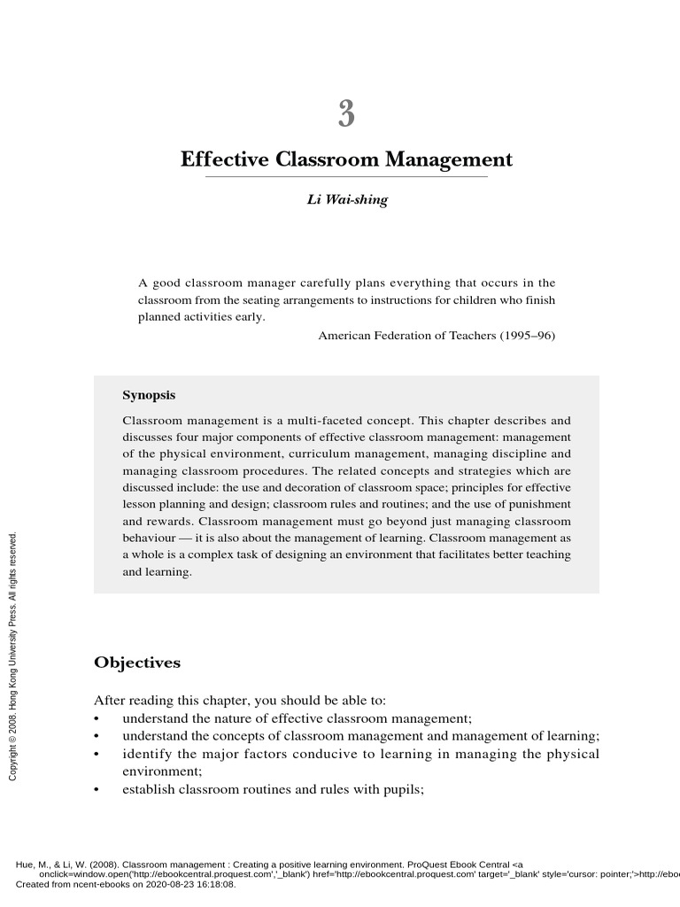 Classroom Management Creating A Positive Learning ... - (3 - Effective ...