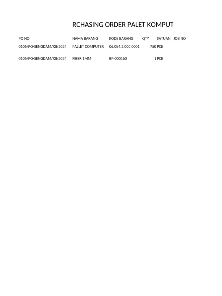 Report Purchase Order Smartone Rekap | PDF