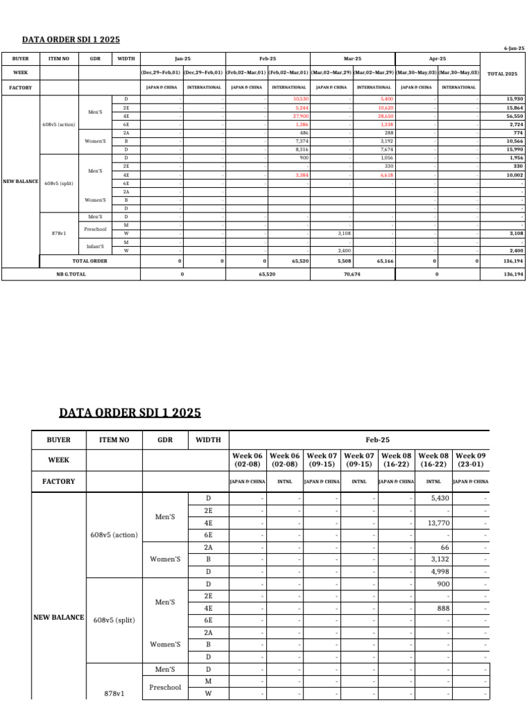 Update Data Order Sdi 2025 (2025-01-06) | PDF