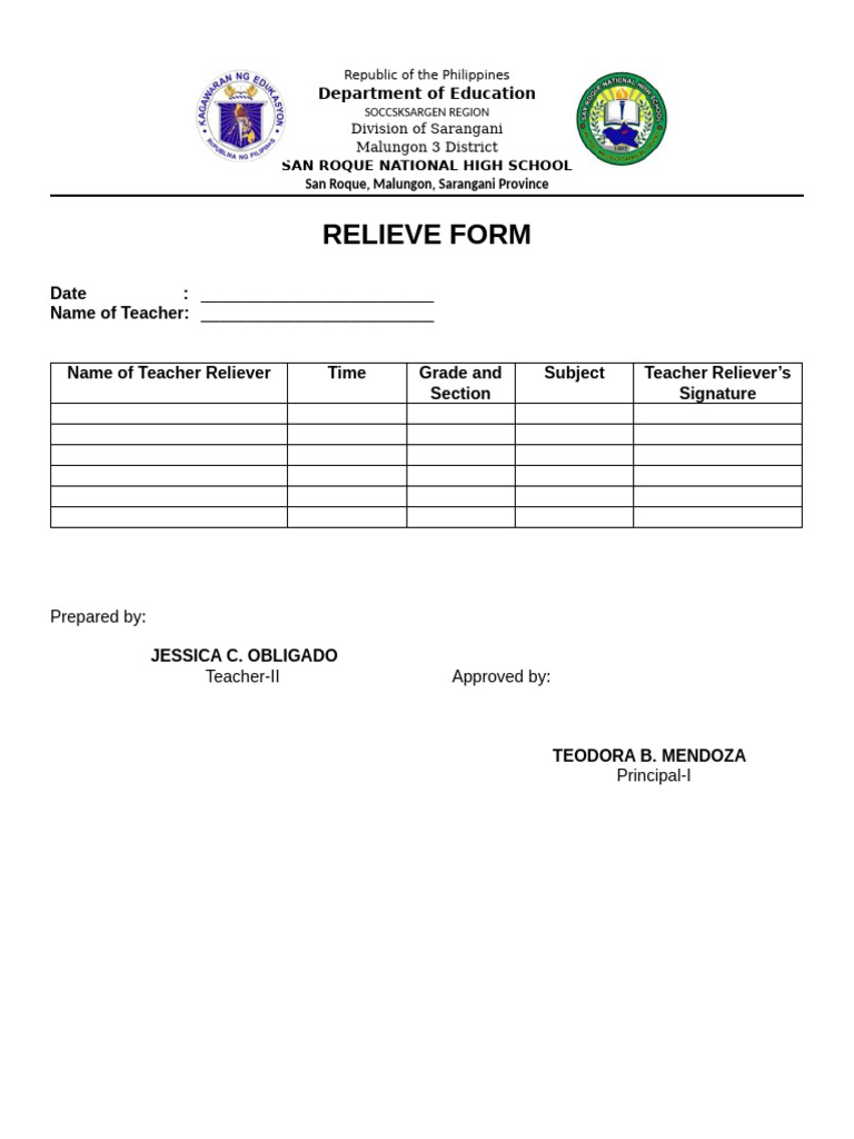 Relieve Form Teacher Absent | PDF