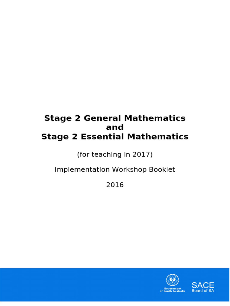 Stage 2 Essential and General Mathematics - Implementation Workshop ...