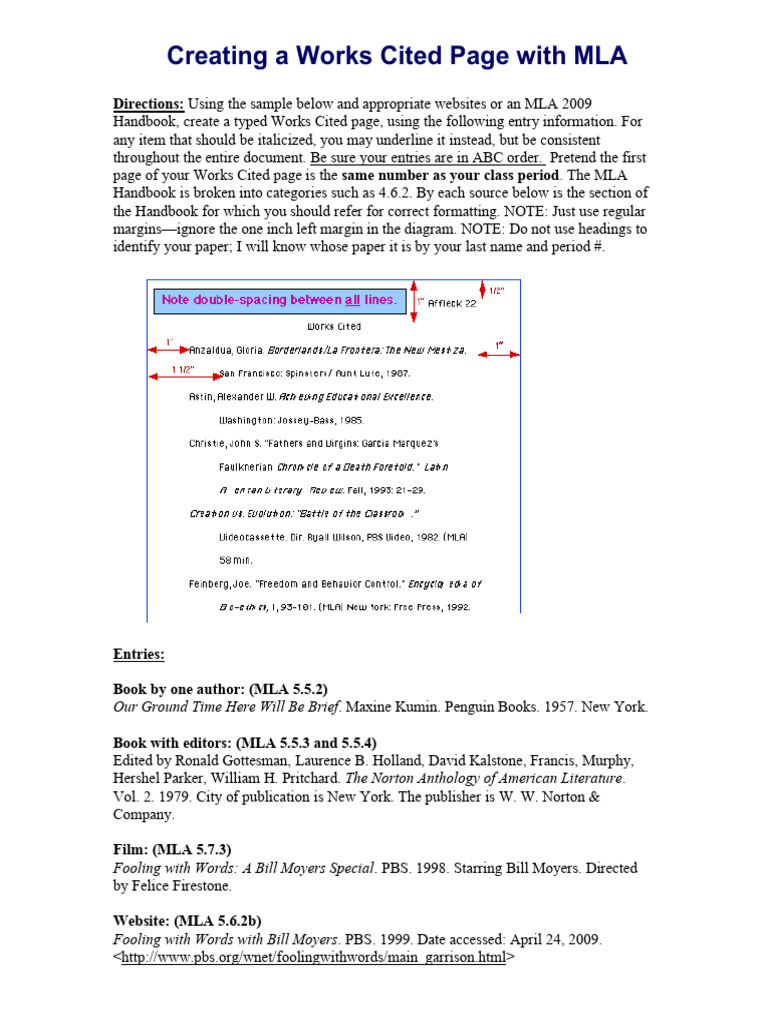 Creatinga Works Cited Pagewith MLA | PDF | Books