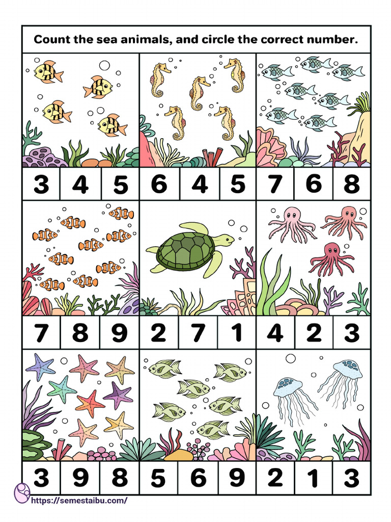 Counting Worksheets Sea Animal | PDF